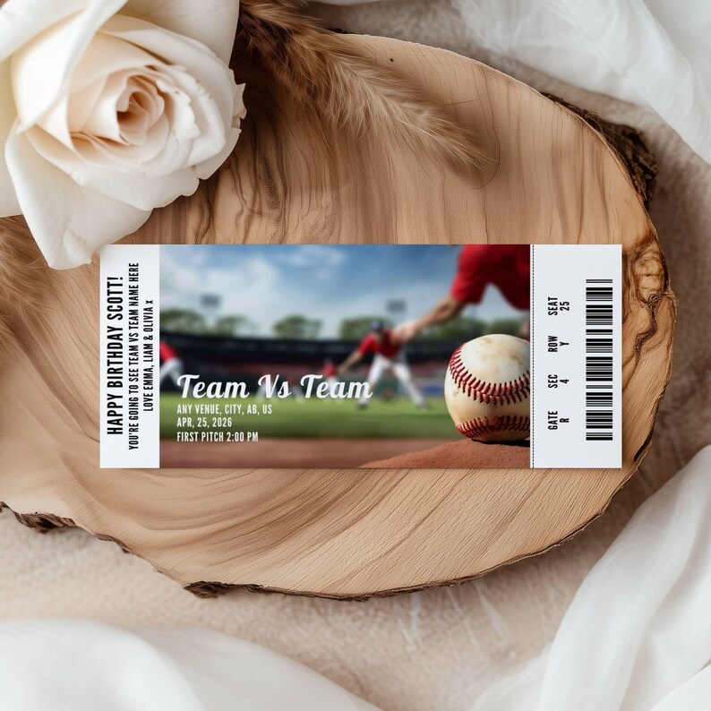 Editable Baseball Ticket Canva, Printable Ticket Template, DIY Custom ...