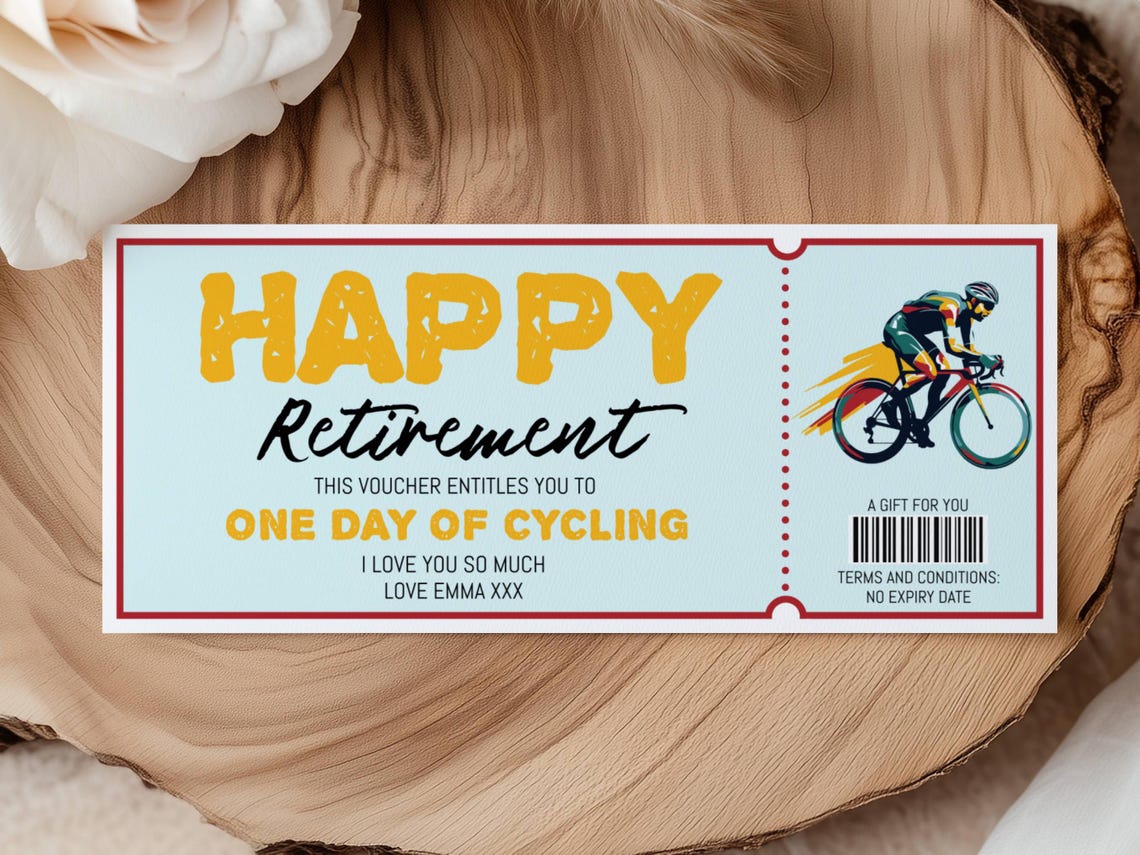 Editable Happy Retirement One Day Cycling Gift Certificate Template ...