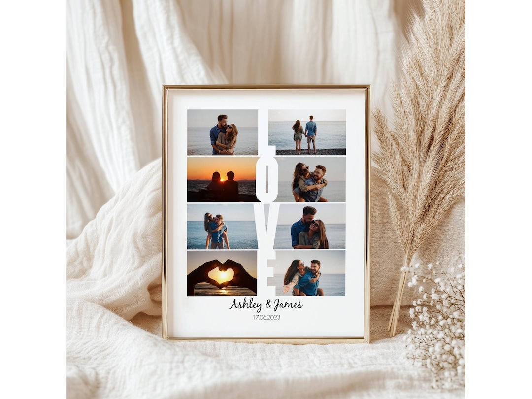 Printable Love Couple Photo Collage Poster Template Anniversary Gift ...