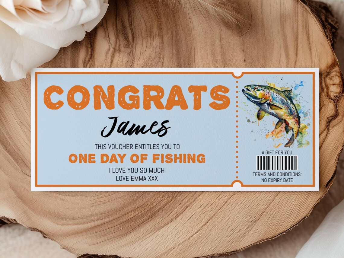 Editable Congrats One Day of Fishing Gift Certificate Template ...