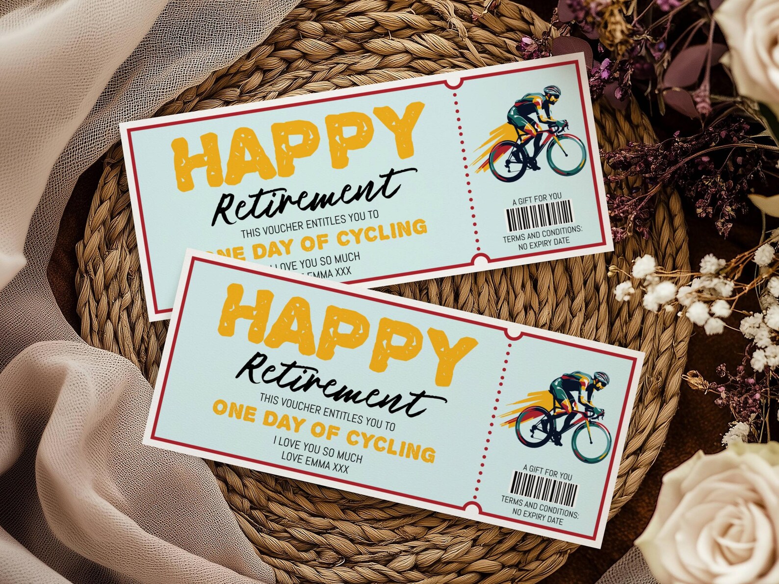 Editable Happy Retirement One Day Cycling Gift Certificate Template ...