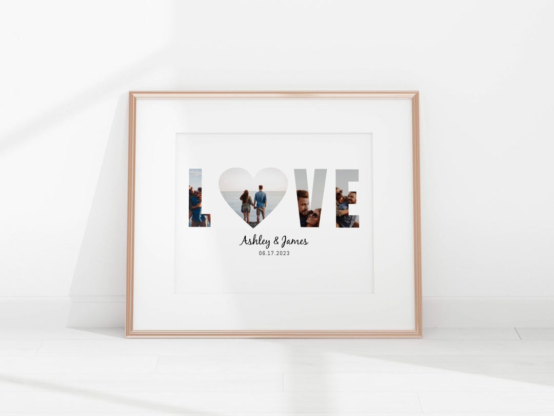 Printable Love Heart Photo Collage Template Couple Anniversary Gift ...