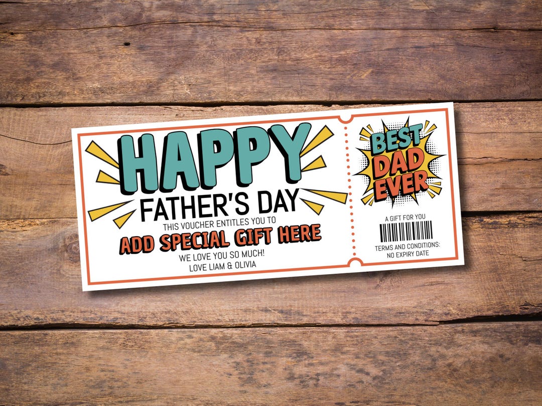 Editable Happy Father's Day Gift Certificate Template Printable Best ...