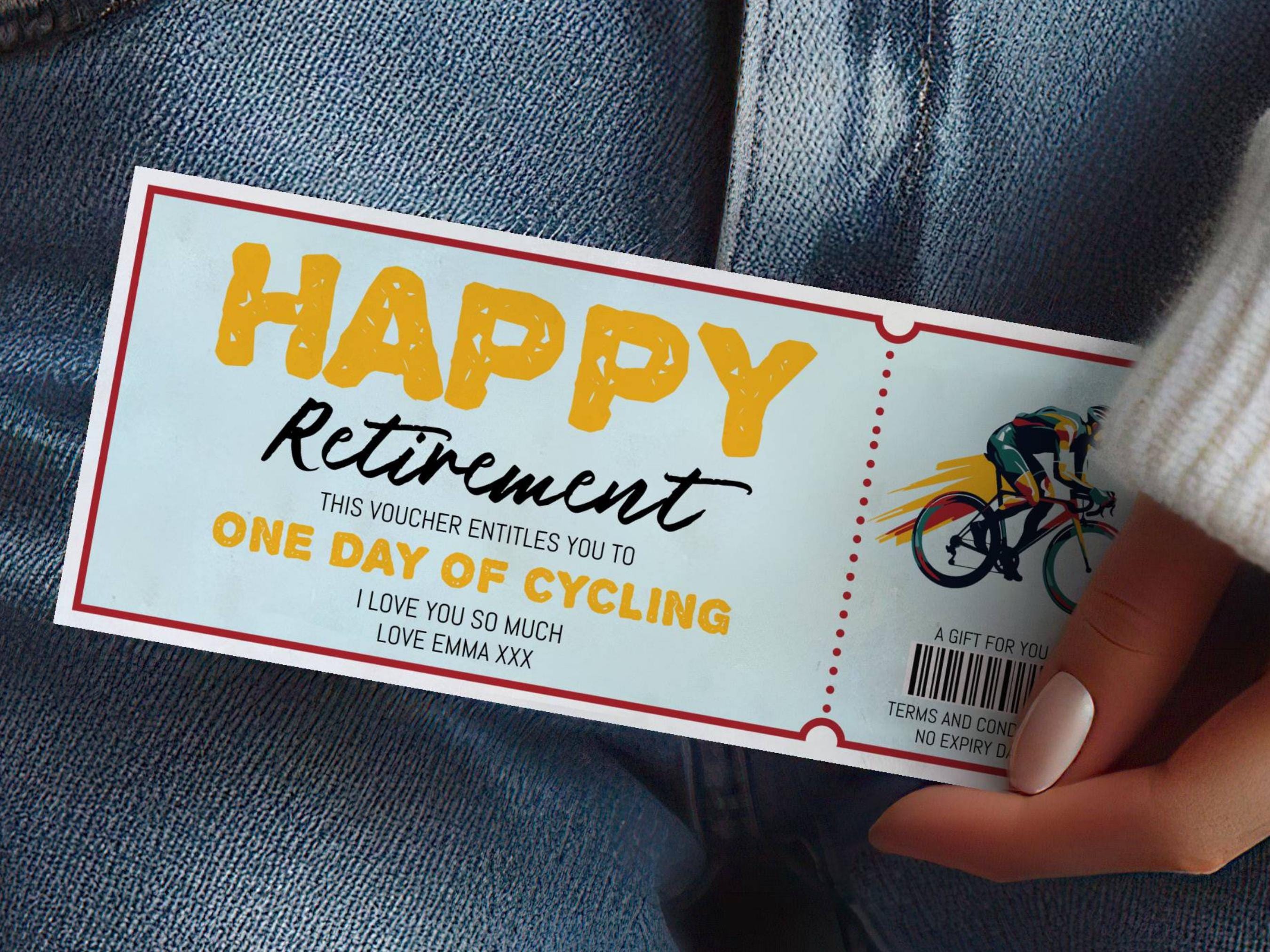 Editable Happy Retirement One Day Cycling Gift Certificate Template ...