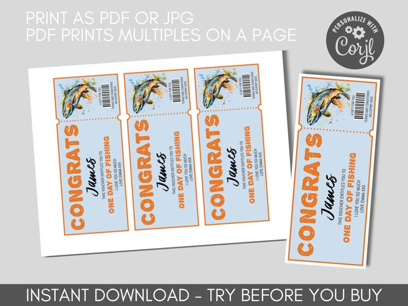 Editable Congrats One Day of Fishing Gift Certificate Template ...