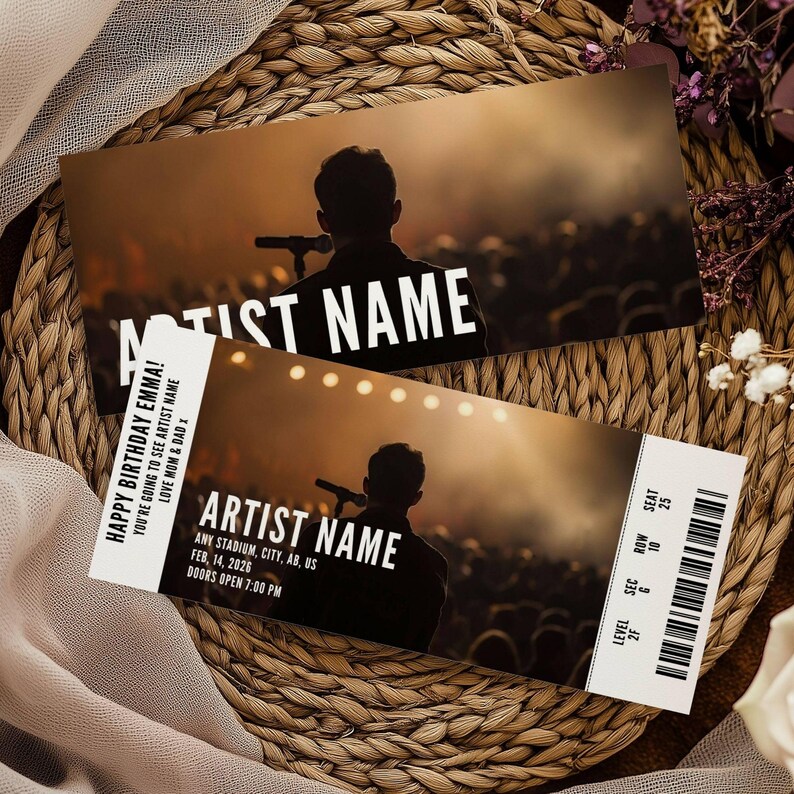Editable Concert Ticket Canva, Printable Tickets Template, DIY Custom ...