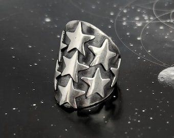 Starry Night Ring, Starry Night Adjustable Stainless Steel Ring, Art ...