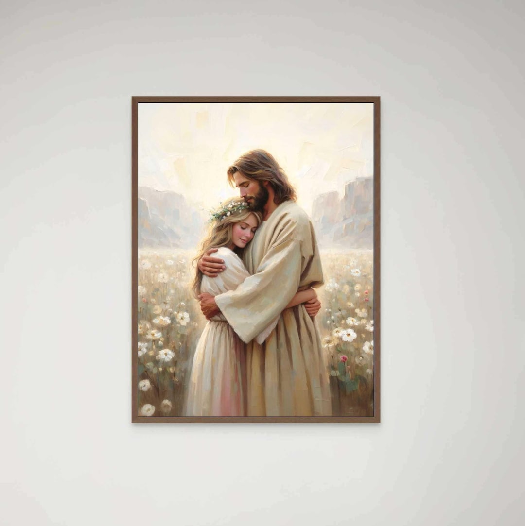 Savior's Embrace, Modern Christian Art, Jesus Hugging Woman, Jesus Art ...