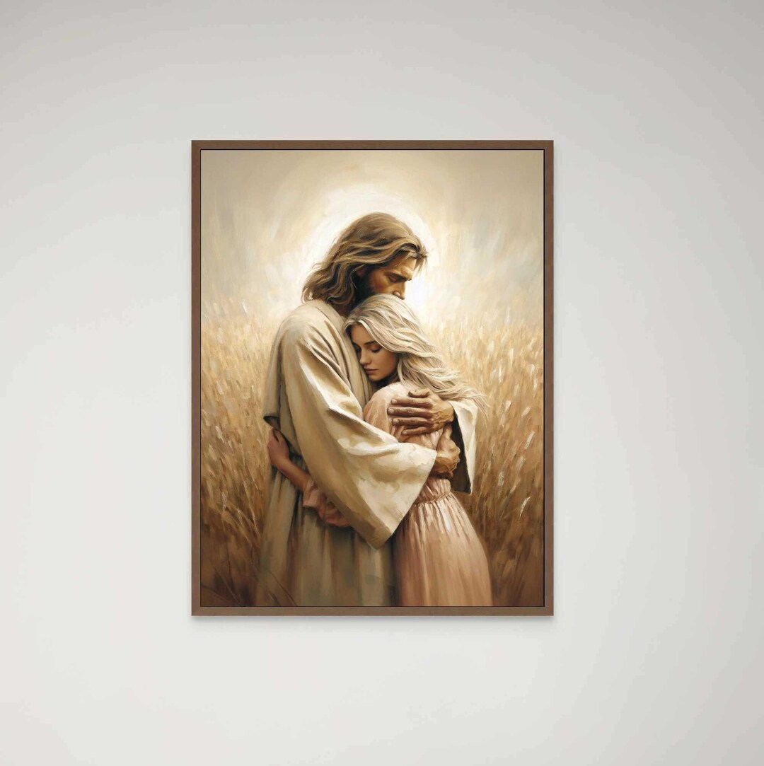 Trusting Him Christian Art Jesus Hugging Girl Art Jesus Wall Art