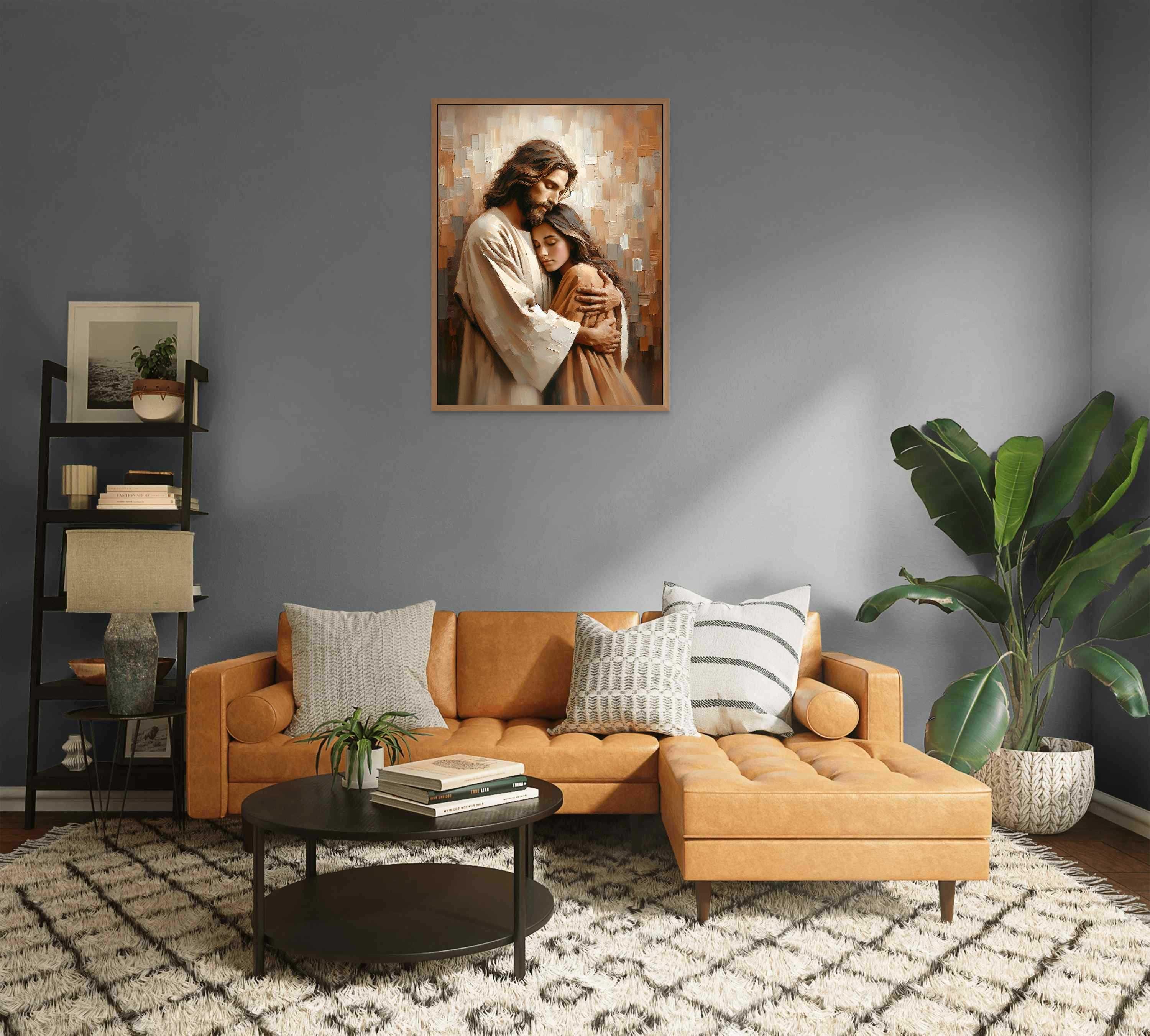 Jesus and Woman, Modern Christian Art, Jesus Hugging Woman, Jesus ...