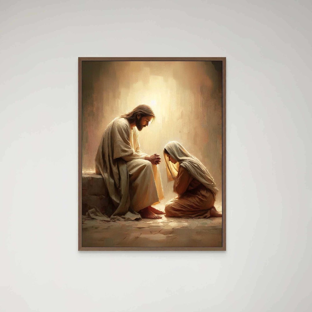 Jesus and Woman, Christian Wall Art, Jesus With Girl, Jesus Wall Art ...