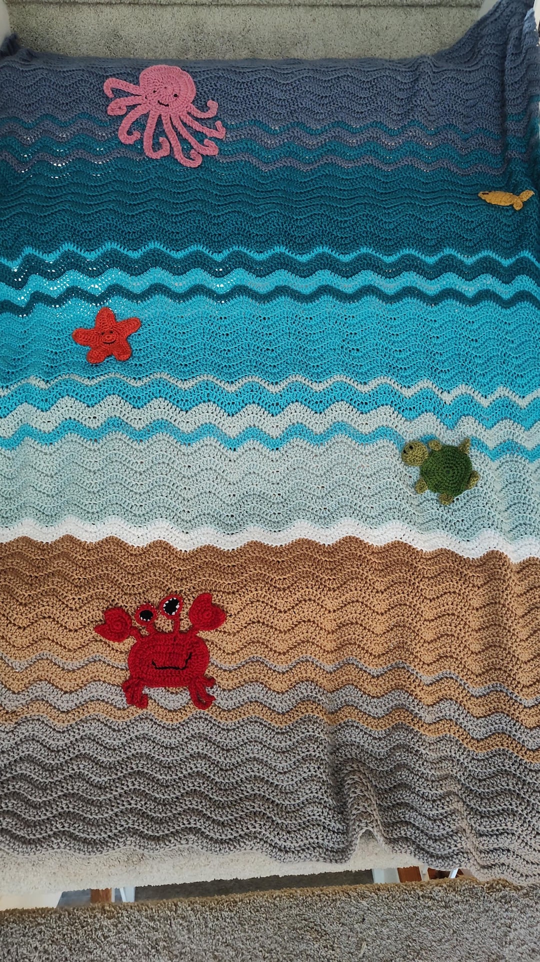 HANDMADE Ocean Beach Life Afghan - 3rd Place Iowa State Fair - Etsy