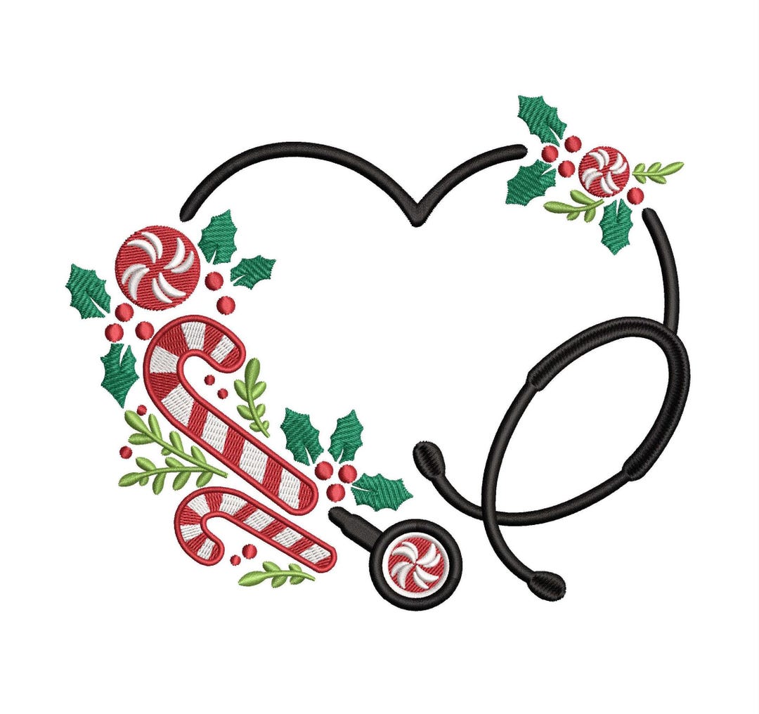 Christmas Nurse Doctor Stethoscope Machine Embroidery Design Pes Dgt ...