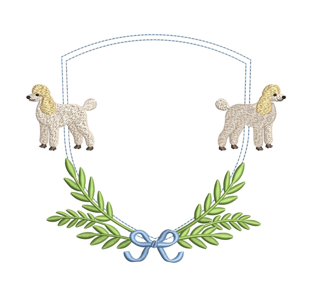 Poodle Dog Embroidery Crest Designs: Dog Crest Embroidery Machine File ...