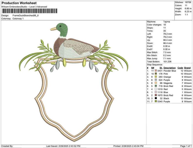Mallard Duck Embroidery Design Frame, Rustic Monogram Crest Embroidery ...