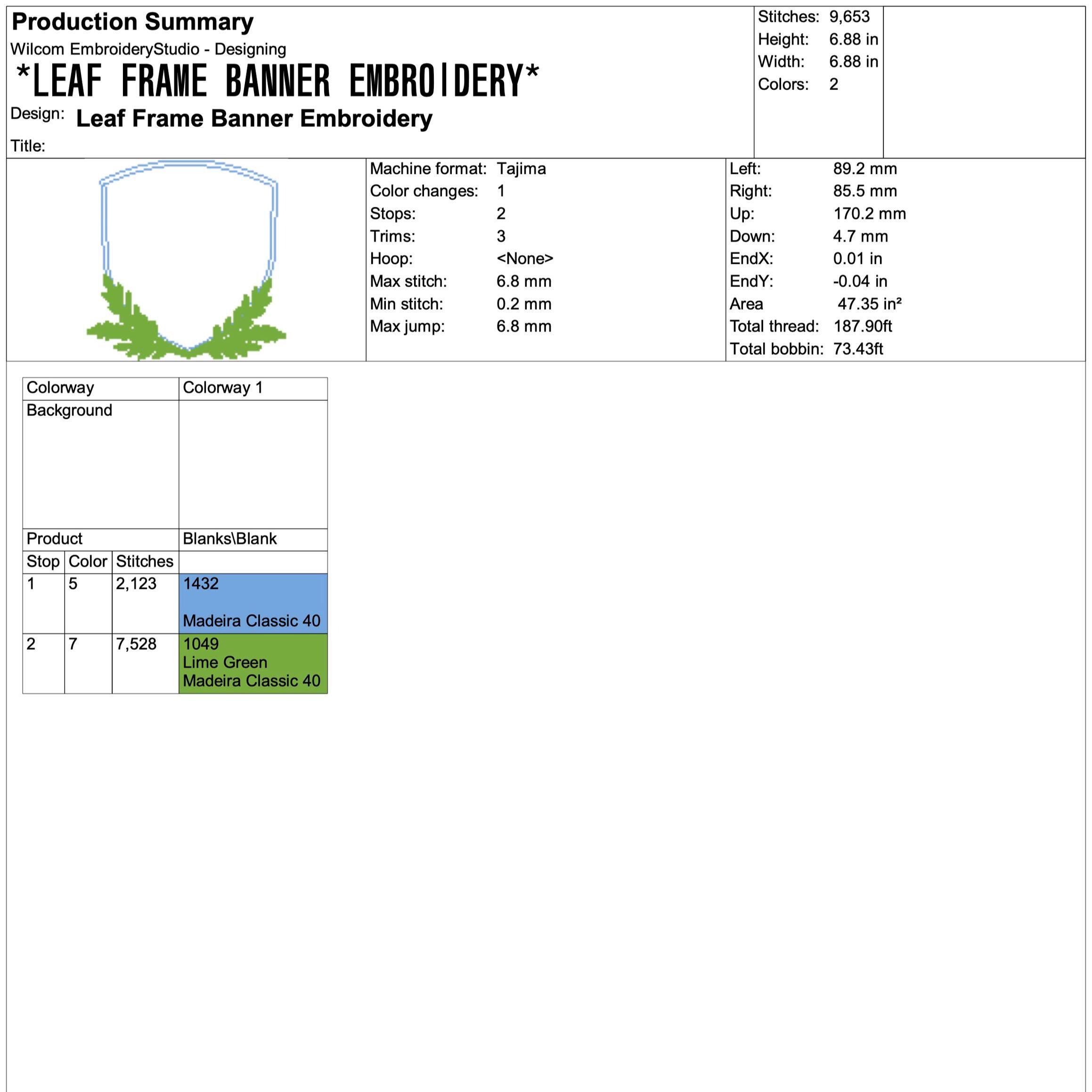 Leaf Crest Frame Embroidery Design: Baby Door Hanger Machine Embroidery ...