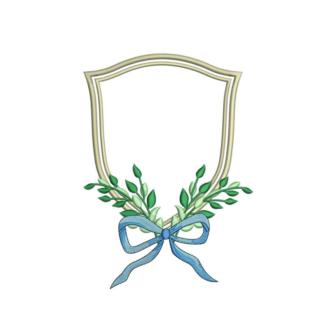 Heirloom Crest Frame Embroidery Design Leafy Ribbon Banner Frame ...