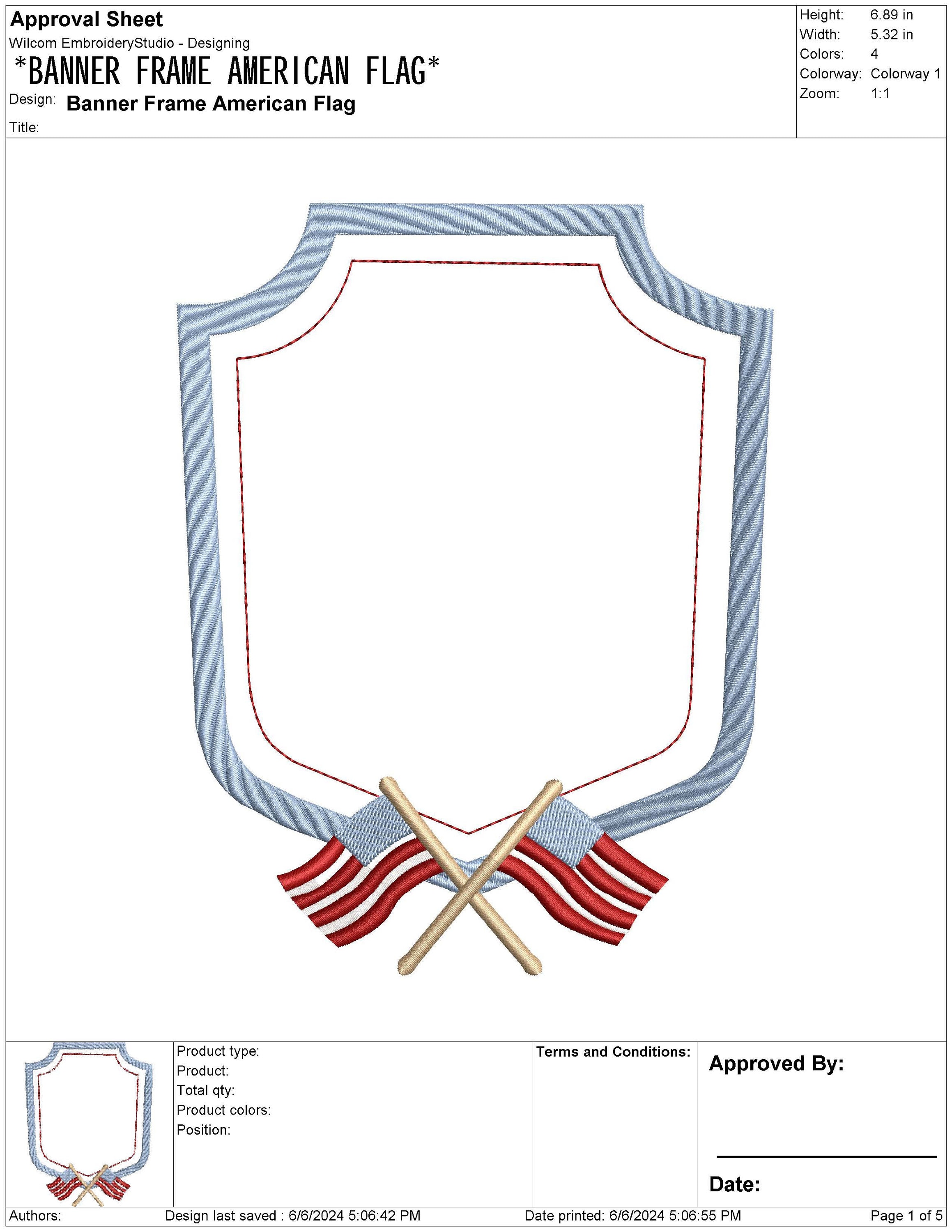 Banner Frame American Flag Embroidery Seal DIGITAL PRODUCT Bmp Dgt Dst ...