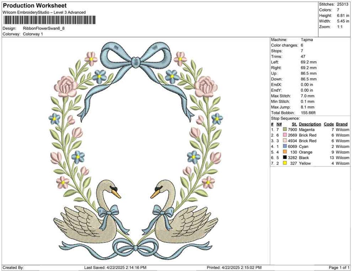 Swan Floral Frame Embroidery Design: Wedding Nursery Decor (digital ...