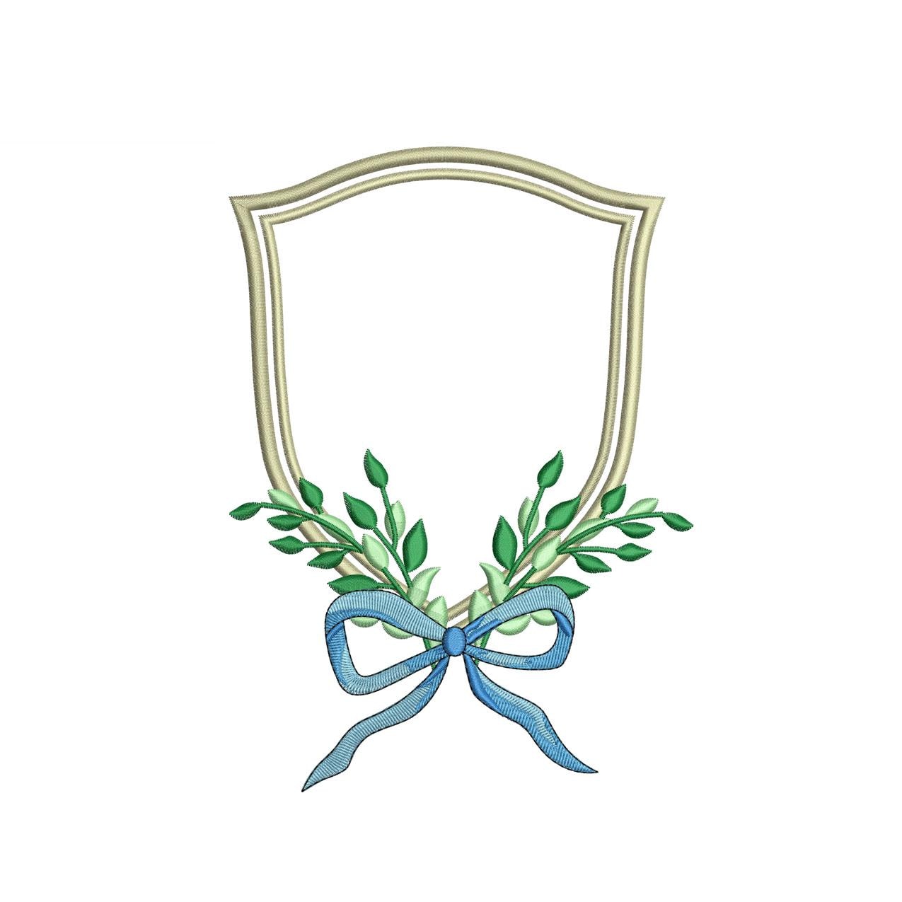 Heirloom Crest Frame Embroidery Design Leafy Ribbon Banner Frame ...