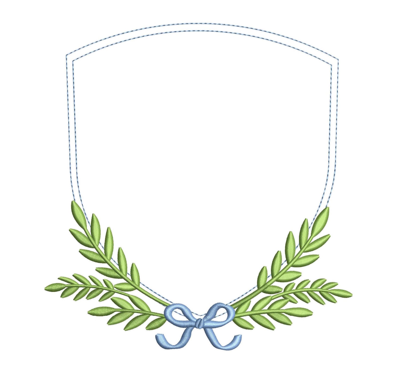 Bow and Leaf Frame Embroidery Design: Elegant Crest Machine Embroidery ...