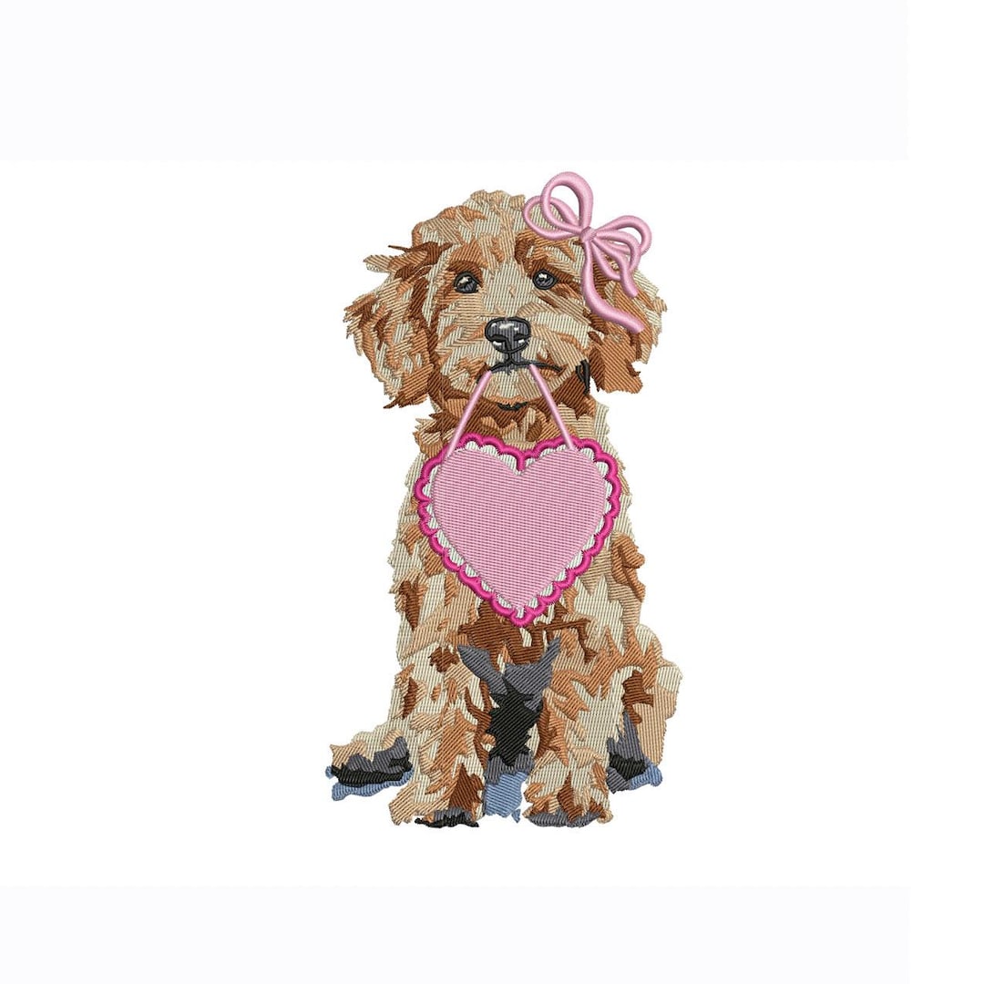 Goldendoodle Dog Embroidery Designs: Valentine's Golden Doodle Machine ...