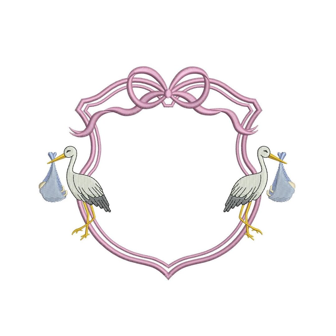 Banner Frame Crest Embroidery Design Baby Shower Machine Embroidery ...