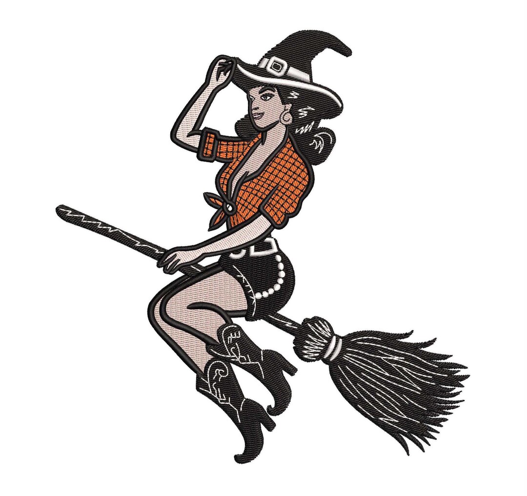 Halloween Embroidery Design, Fall Witch PES File, Dgt Exp Hus Inf Jef ...