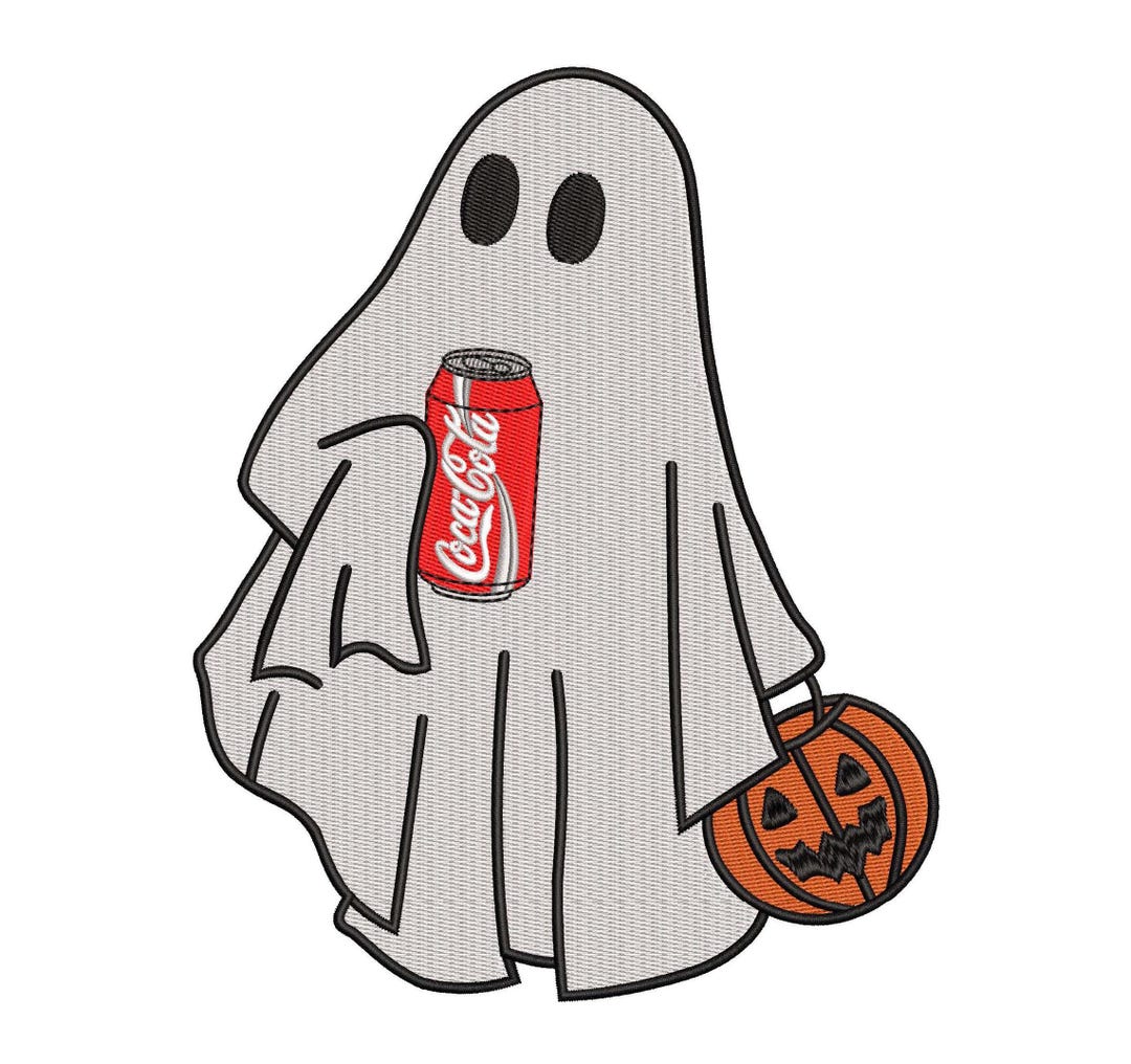 Halloween Ghost Cola Embroidery File Halloween Ghost Soda Machine ...
