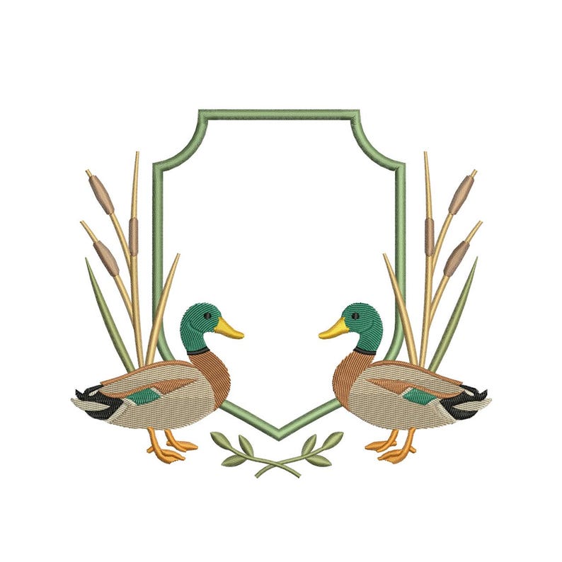 Mallard Duck Crest Embroidery Design: Banner Frame Machine Embroidery ...