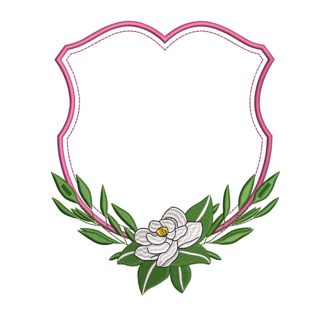 Magnolia Embroidery Frame: Floral Embroidery Frame Design for Baby Name ...