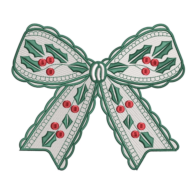 Mistletoe Bow Embroidery - Etsy