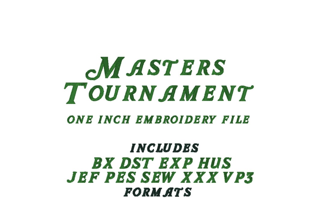 Arquivo de fonte de bordado Master Golf Tournament BX PES Golf Font ...