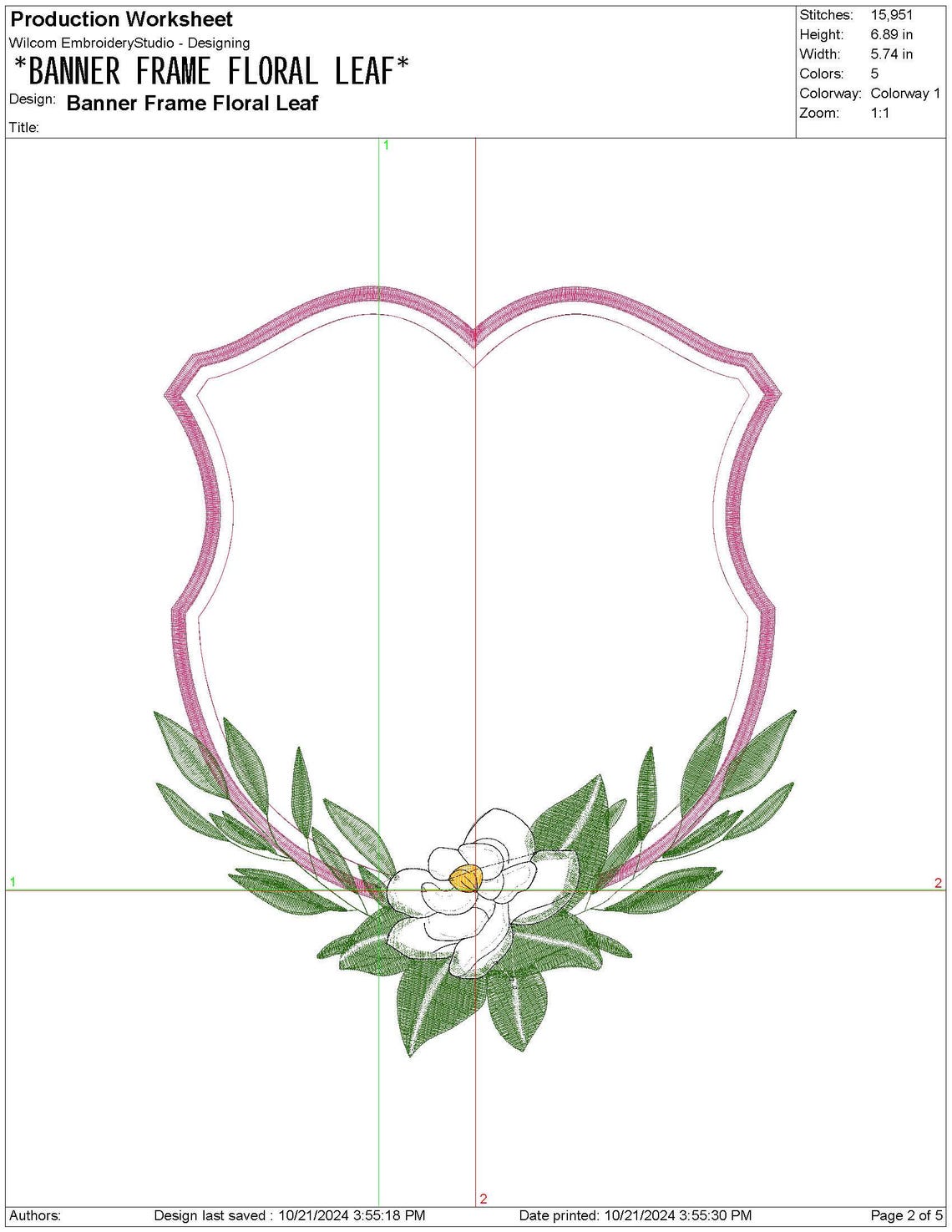Magnolia Embroidery Frame: Floral Embroidery Frame Design for Baby Name ...