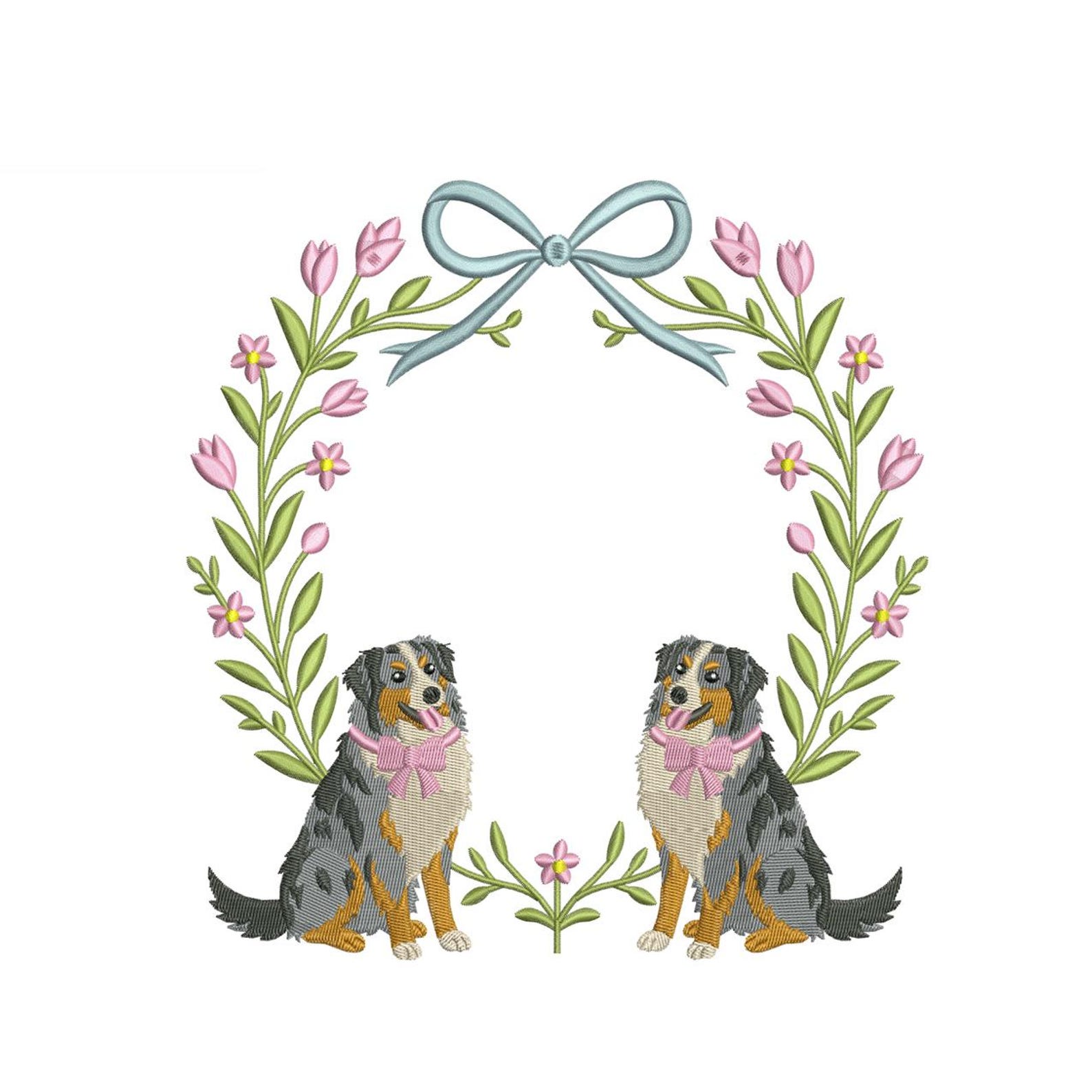 Austrailian Shepherd Banner Crest Frame Embroidery File Shepherd Dog ...