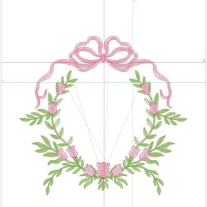Floral Leaf Bow Frame Embroidery Design: Wedding Crest Machine ...