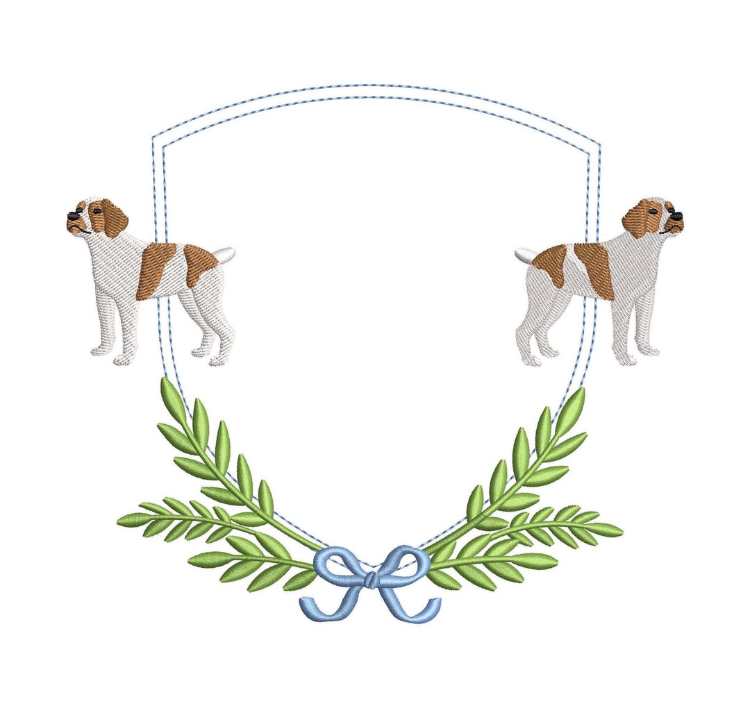 French Brittany Spaniel Banner, Dog Embroidery File, Pes Dgt Dst Exp ...