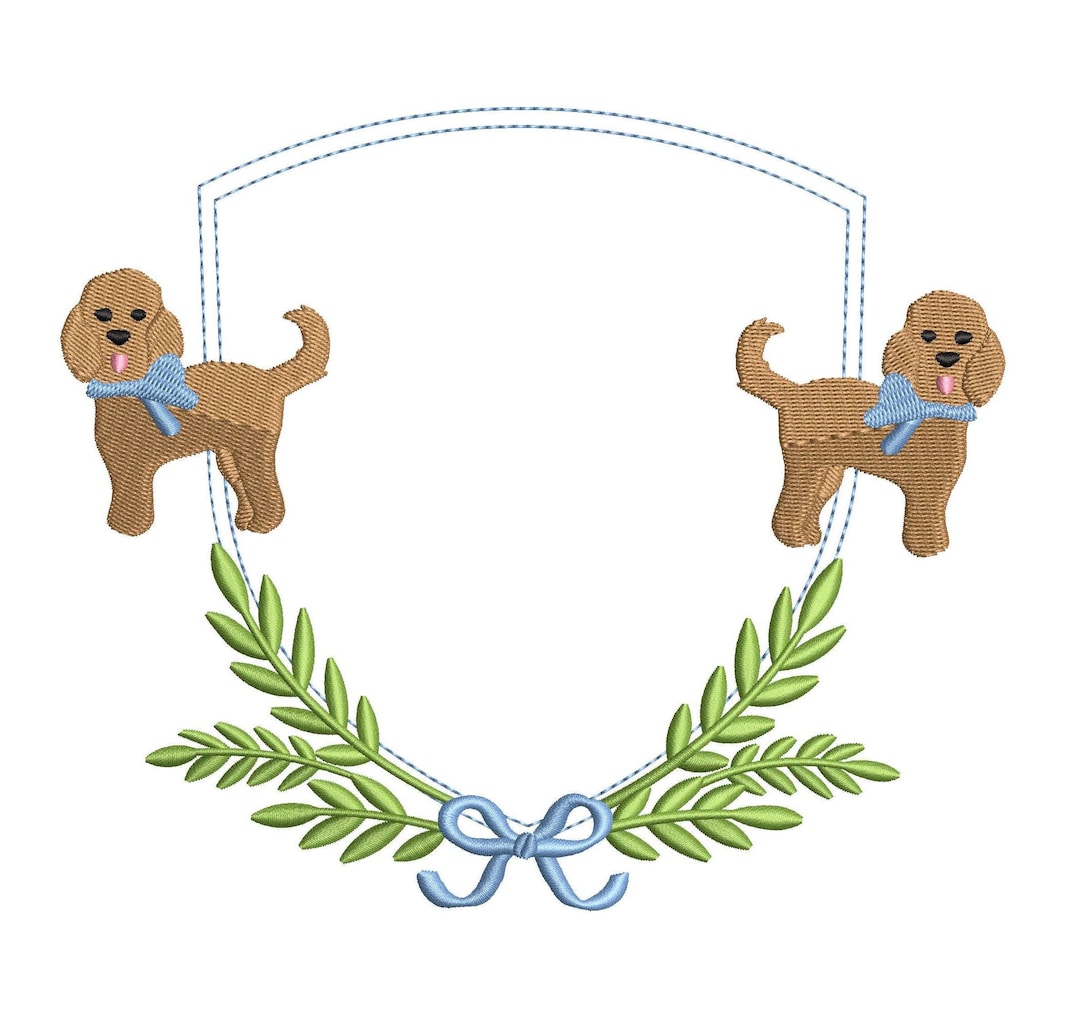 Goldendoodle Dog Embroidery Designs: Dog Embroidery Crest Design for ...