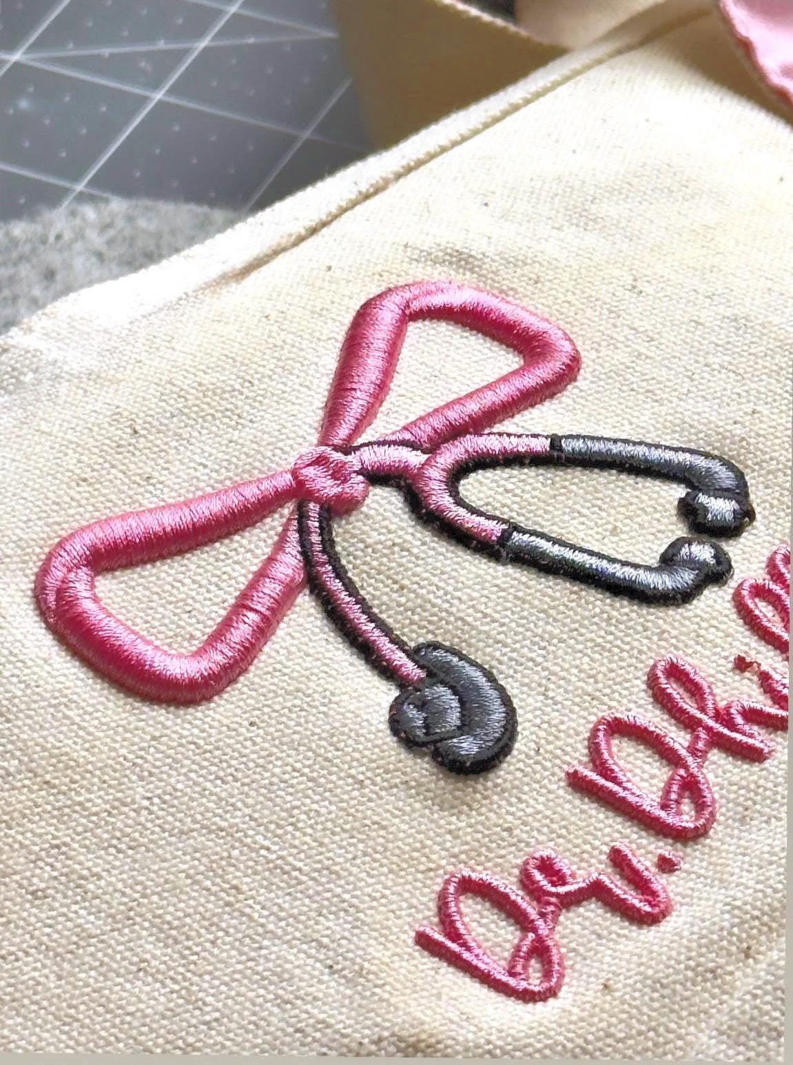3D Puff Stethoscope Bow Embroidery Design: Nurse Doctor Gift (digital ...
