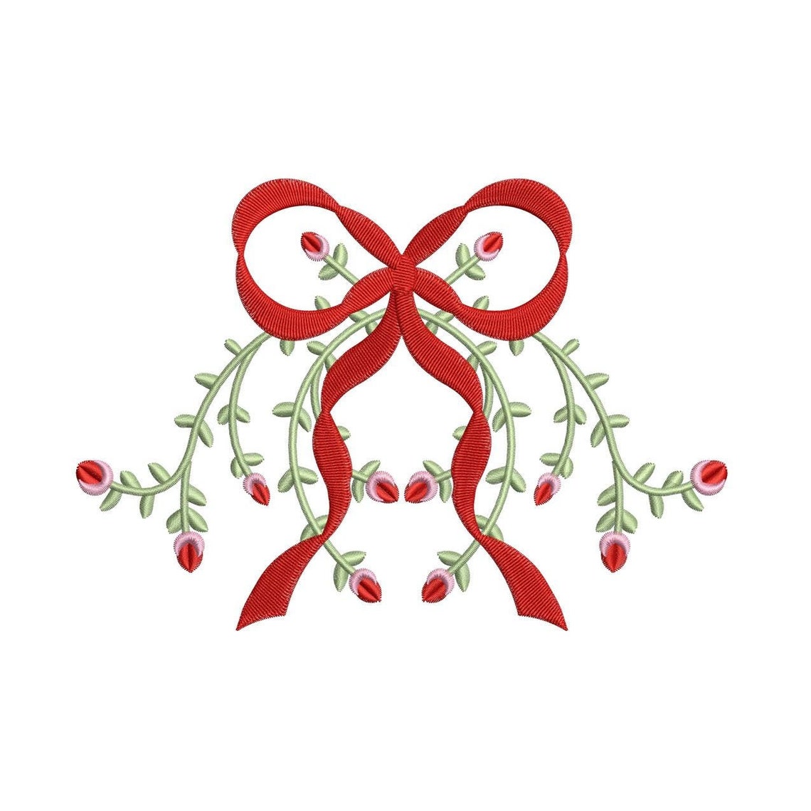 Floral Ribbon Machine Embroidery Design: Vintage Rose Vine Bow (digital ...