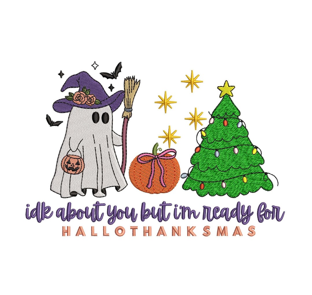 Hallothanksmas Embroidery Design (digital Download) - Etsy