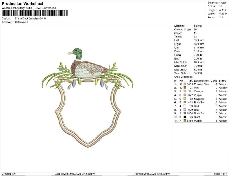 Mallard Duck Embroidery Design Frame, Rustic Monogram Crest Embroidery ...