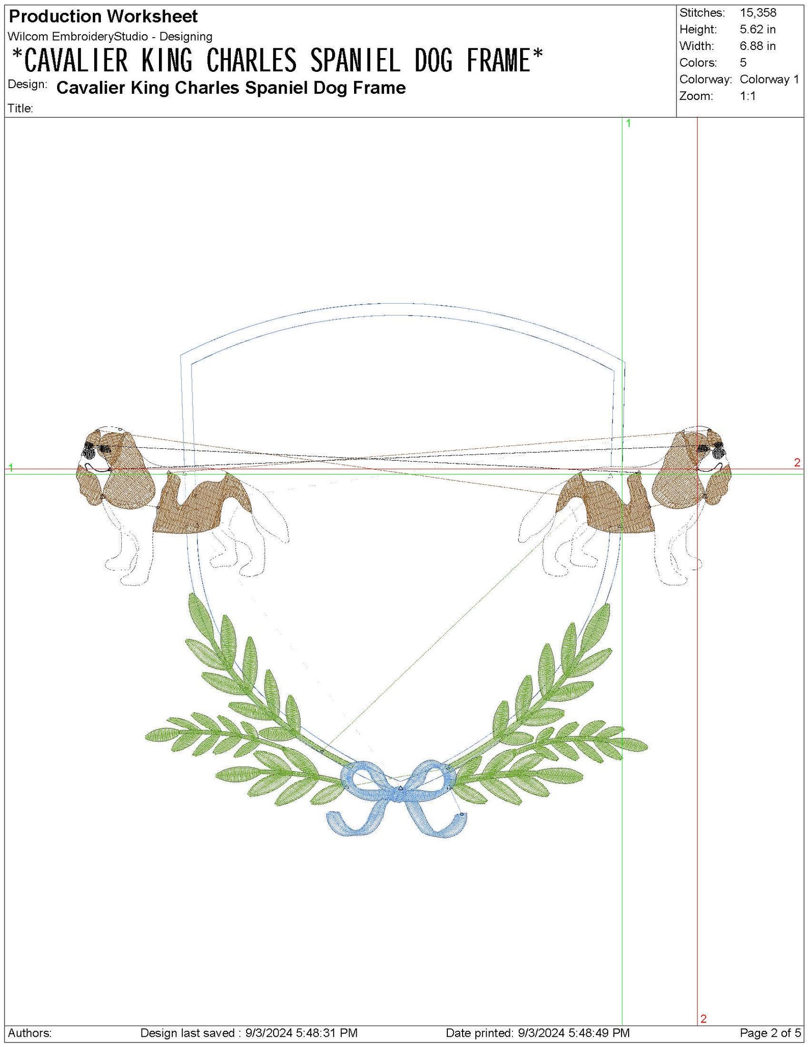 Cavalier King Charles Spaniel Embroidery Frame Design: Baby Banner ...
