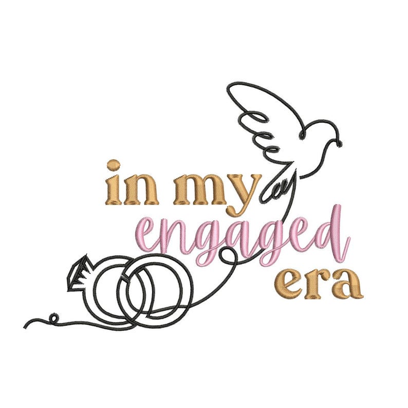 In My Engaged Era Embroidery Design: Wedding Rings & Dove (digital ...