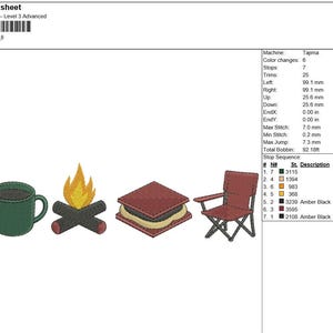 Camping Embroidery Designs: Campfire, Lantern, Coffee, S'mores, Camp ...