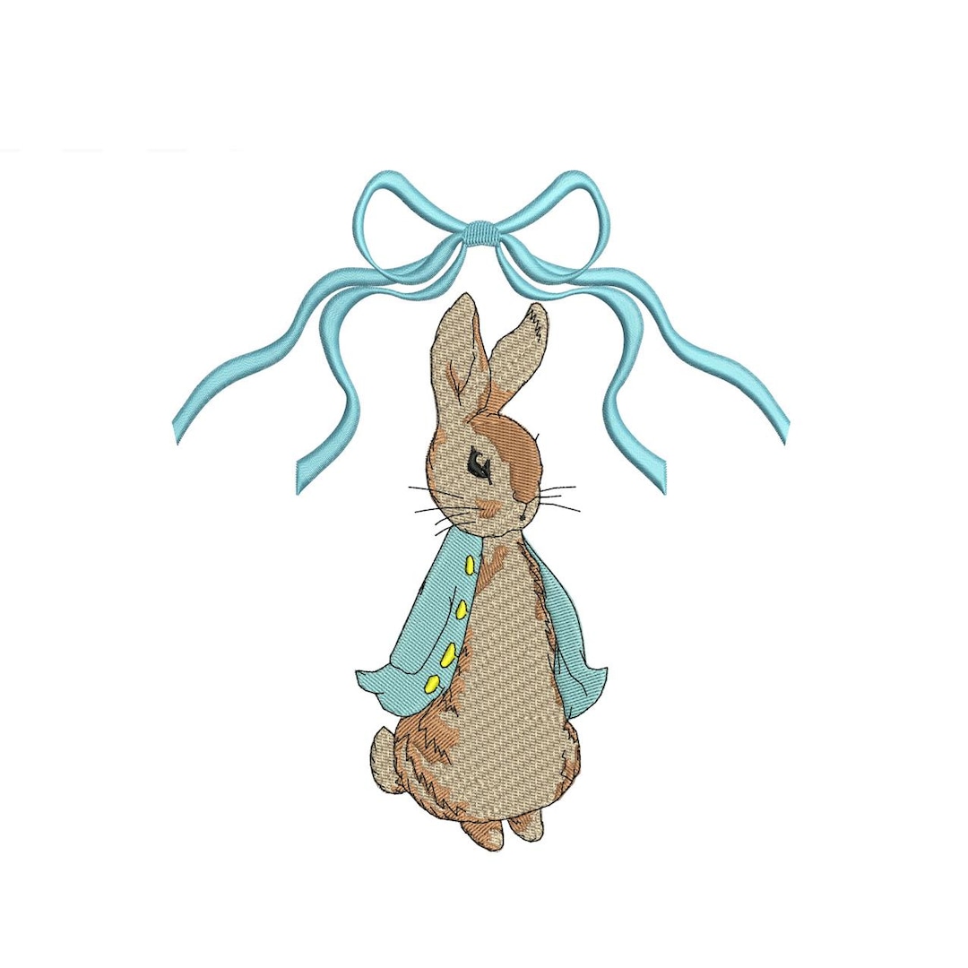 Rabbit Peter Easter Bow Banner Frame Crest Embroidery Design Pes Dst ...