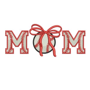 Baseball Mom Embroidery Design: Bow, Varsity Letters (digital Download ...