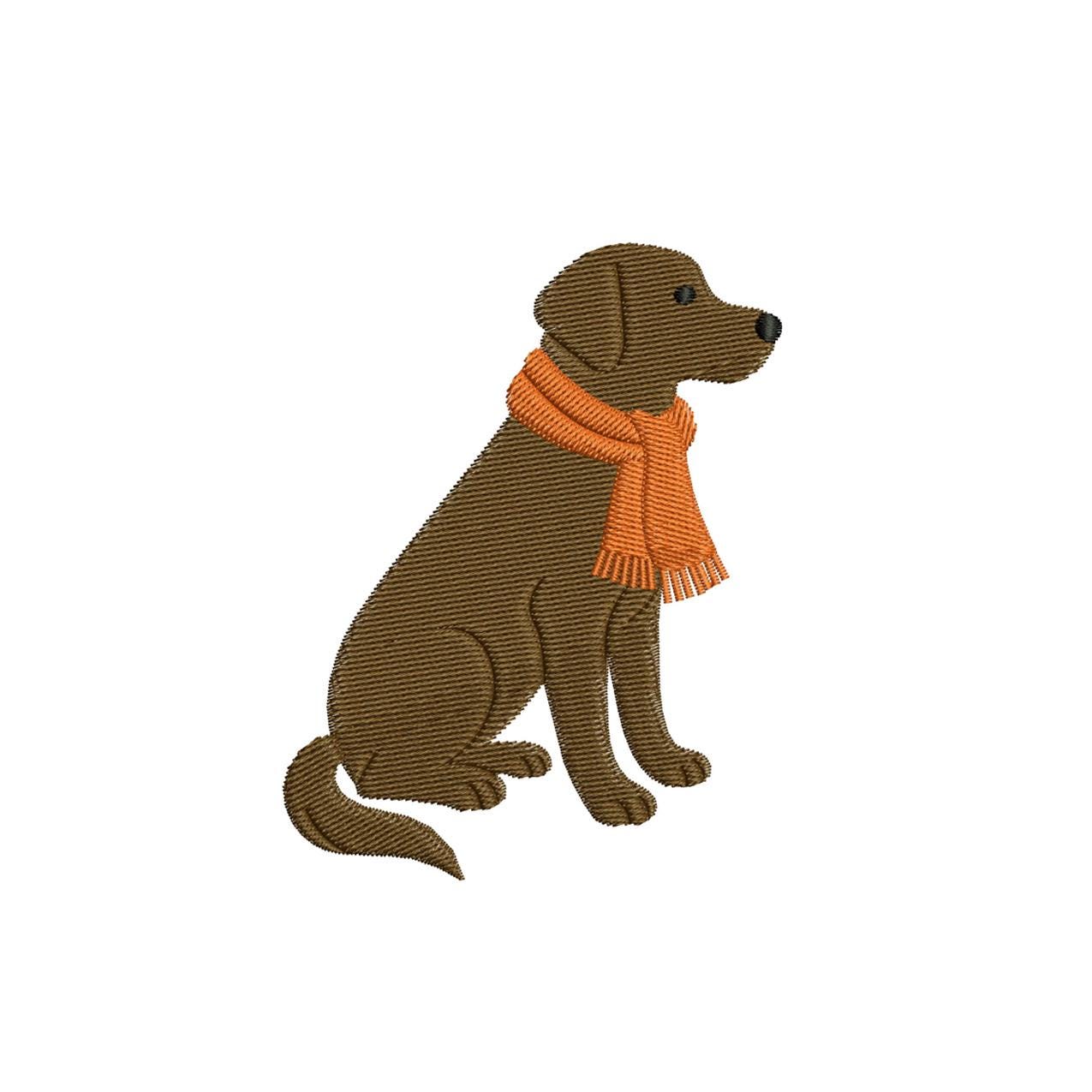 Labrador Retriever Embroidery Designs: Dog With Scarf Embroidery ...