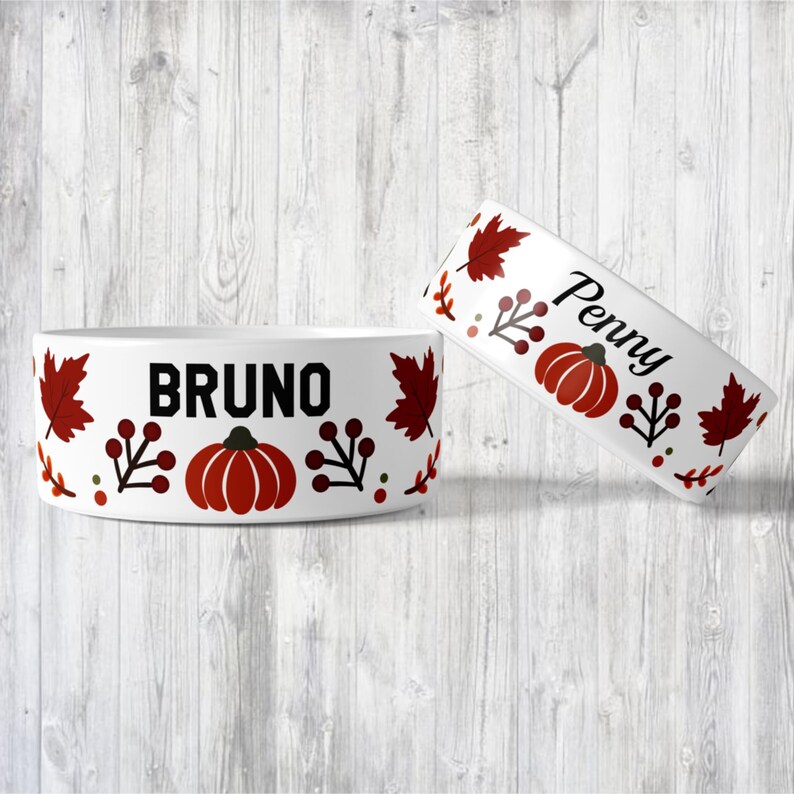 Personalized Dog Bowl Fall/autumn-themed Dog Bowl, Custom Fall Pet Bowl ...