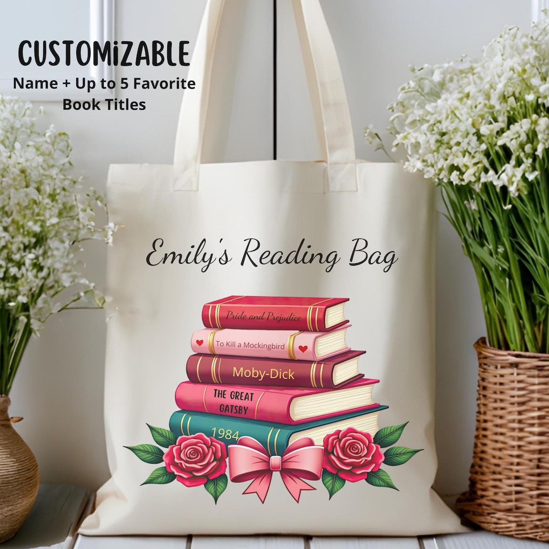 Personalized Tote Bag for Book Lovers, Custom Book Titles, Perfect ...